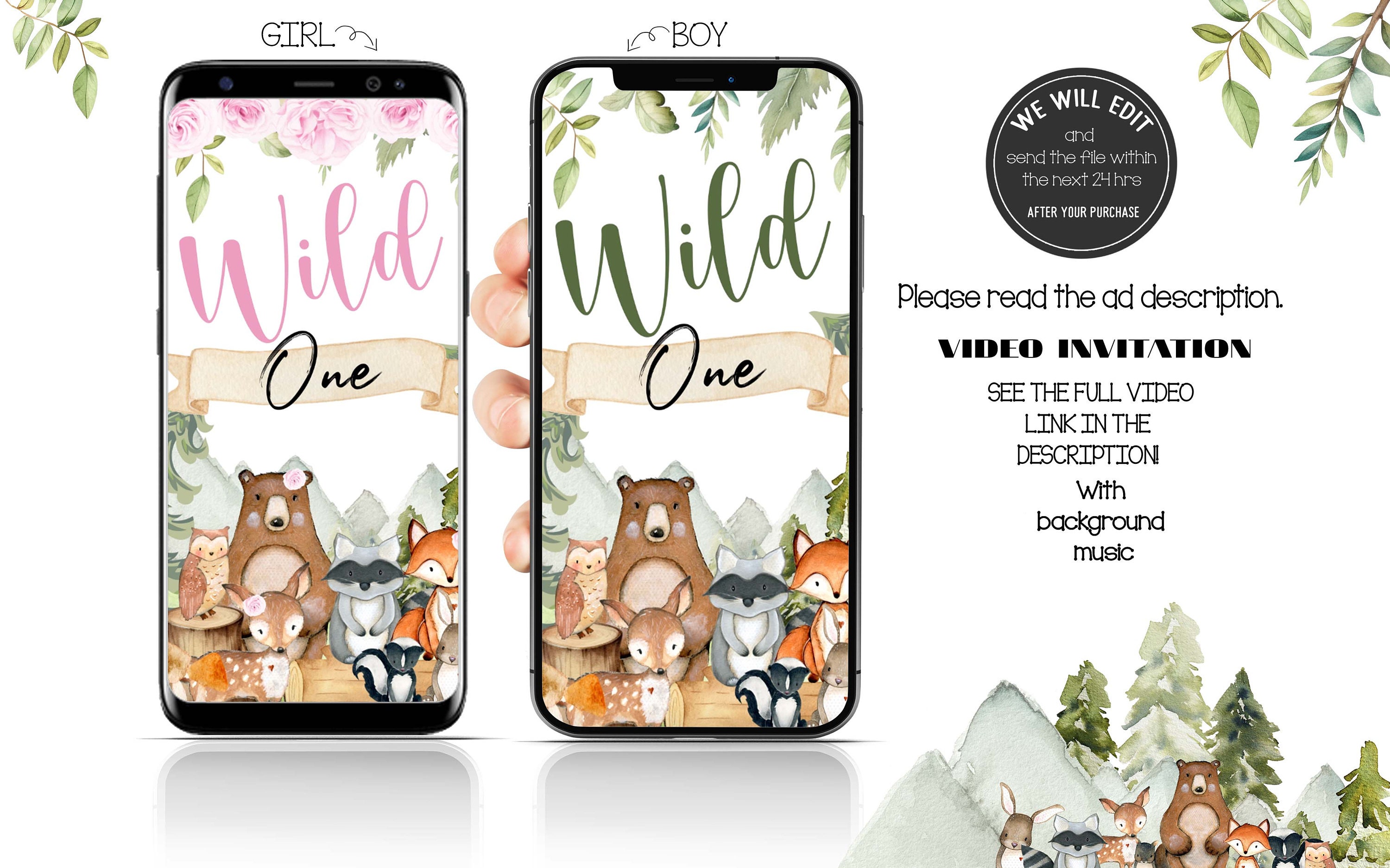 Woodland Birthday Invitation, Woodland Video Invitation, Forest ...