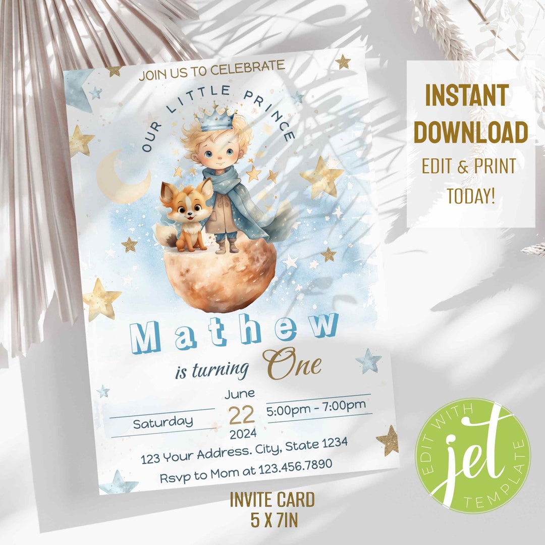 The Little Prince Invitation, Little Prince Birthday, Royal Prince ...