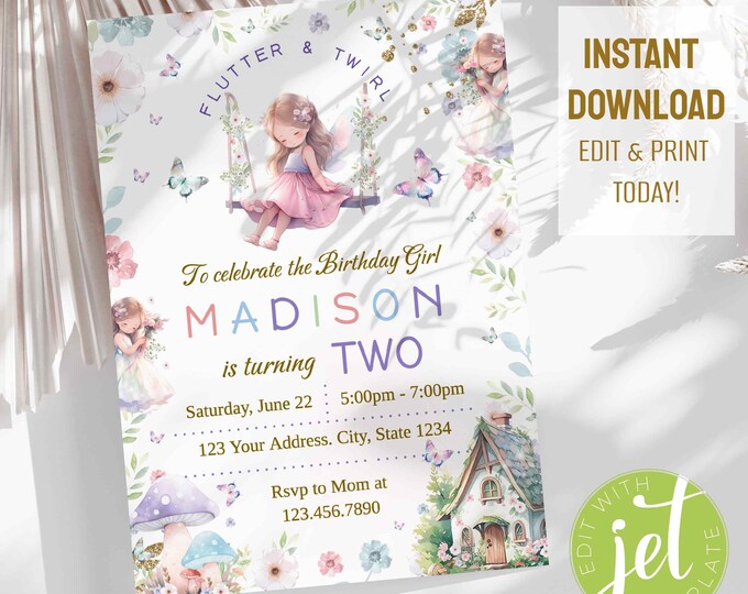 Fairy Birthday Invitation, Whimsical Invitation, Enchanted Forest ...