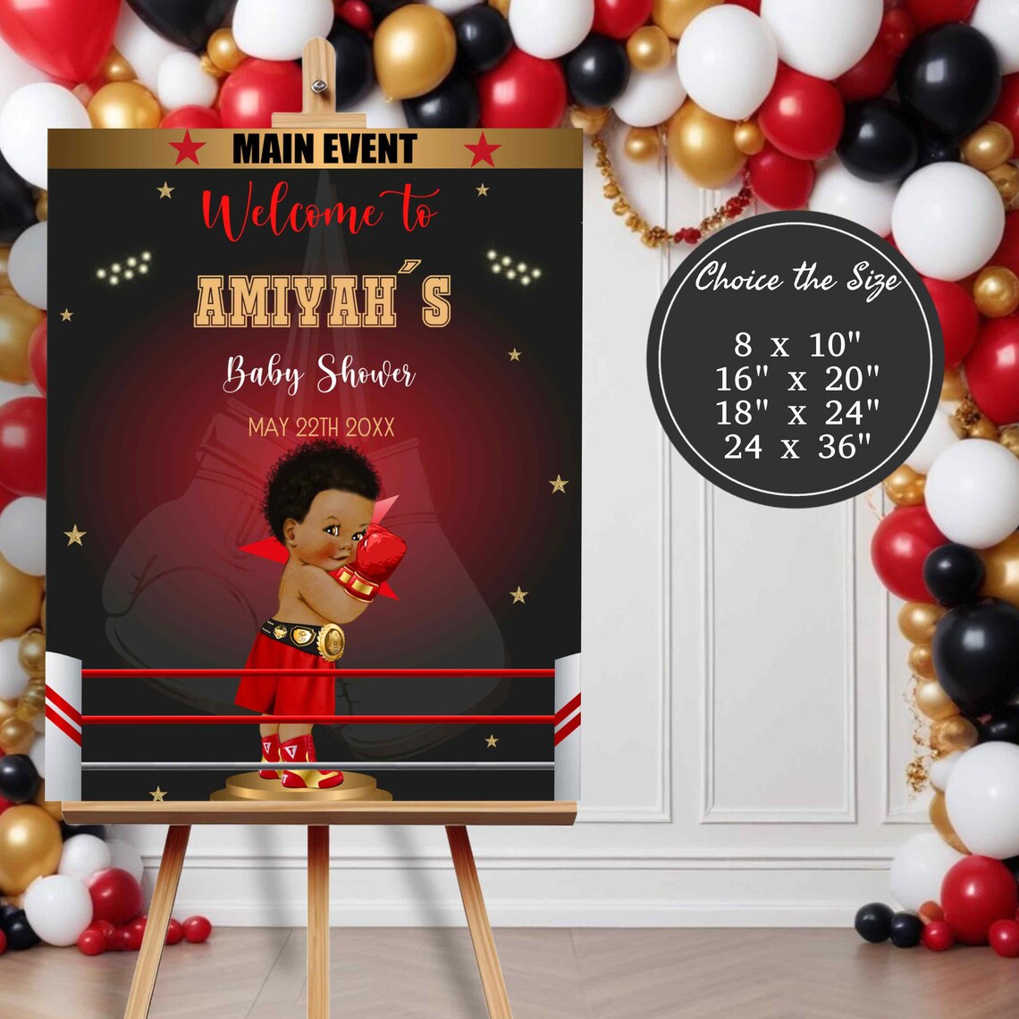 BOXING Welcome Sign, Boxing Baby Shower Favors, Boxing Baby Shower ...