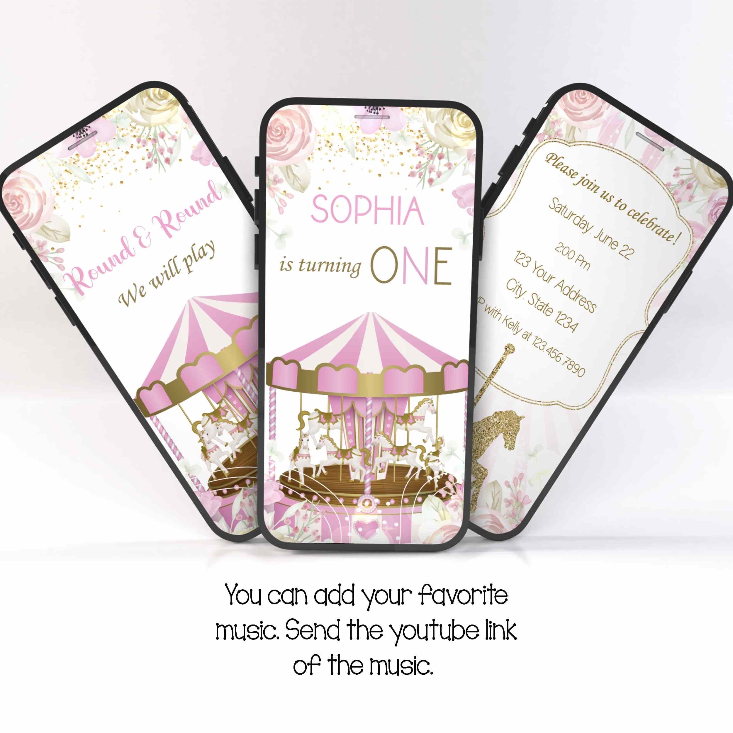 Carousel Video Invitation, Carousel Birthday Invitation, Carousel ...
