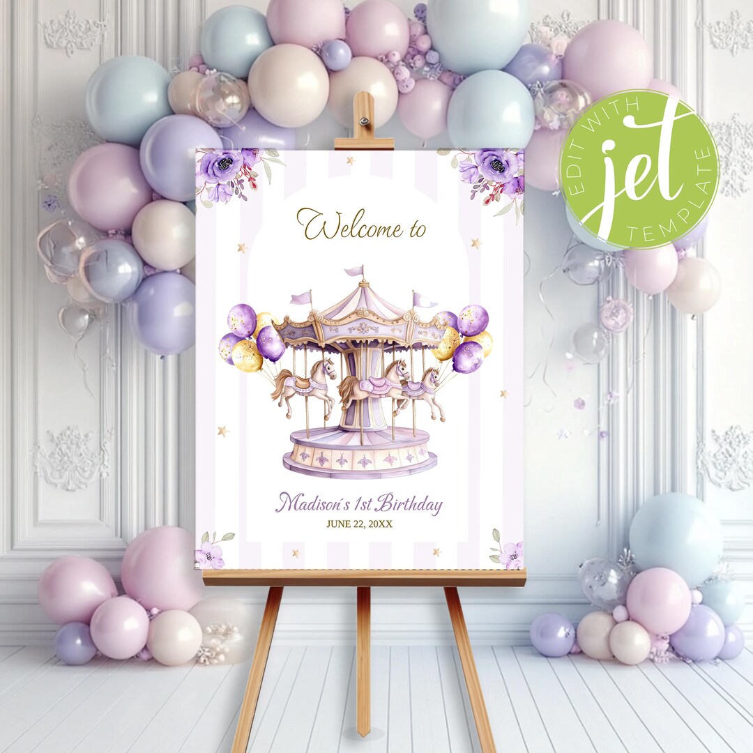Carousel Welcome Sign, Carnival Welcome Sign, Carousel Birthday ...