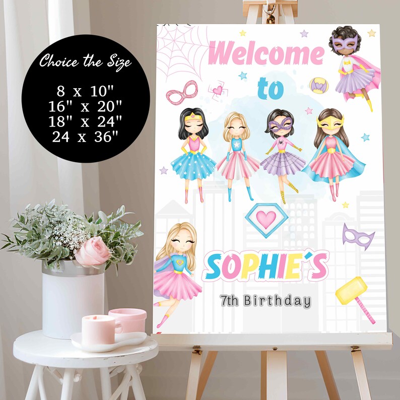 Superhero Welcome Sign, Superhero Girls Birthday, Superhero Poster ...