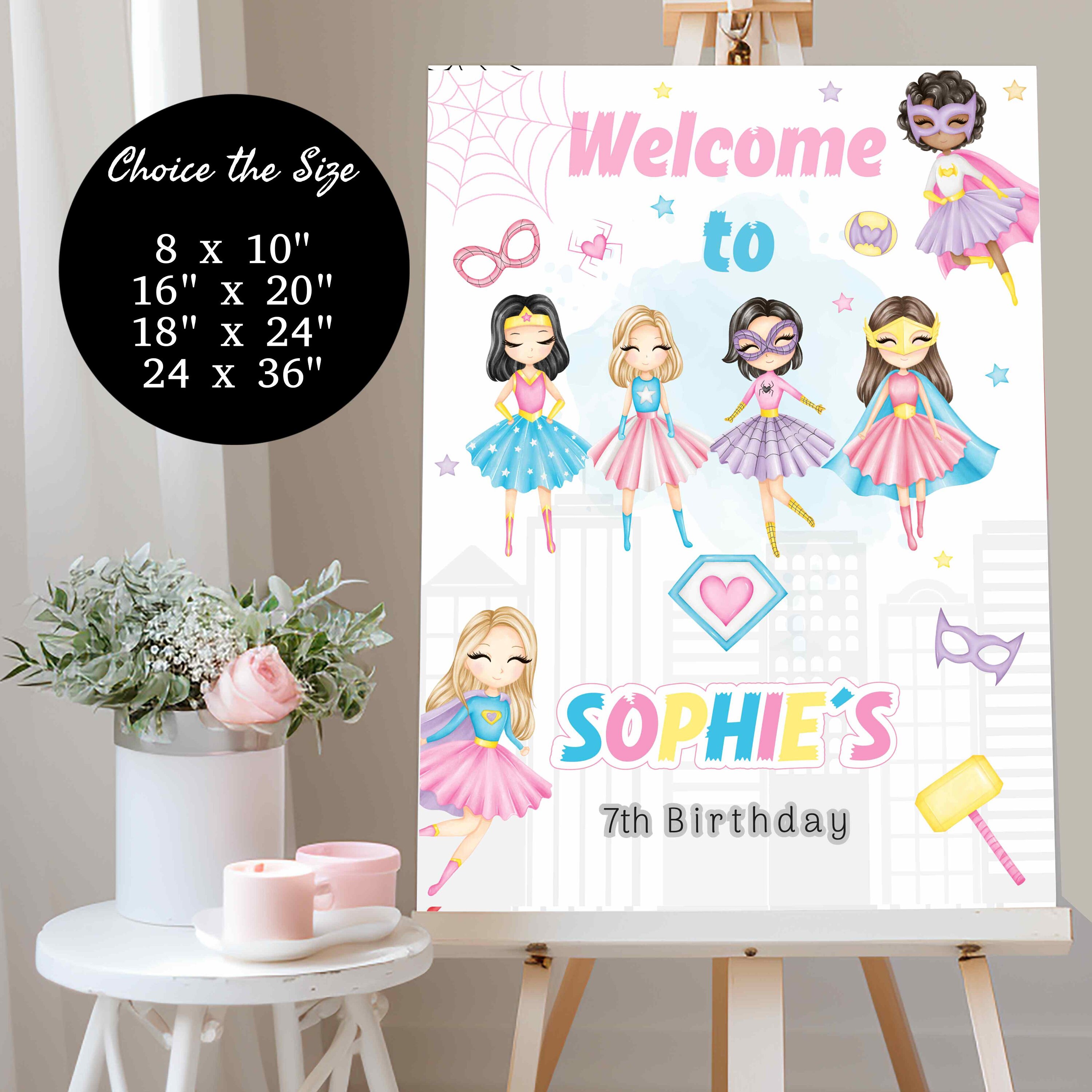 Superhero Welcome Sign, Superhero Girls Birthday, Superhero Poster ...