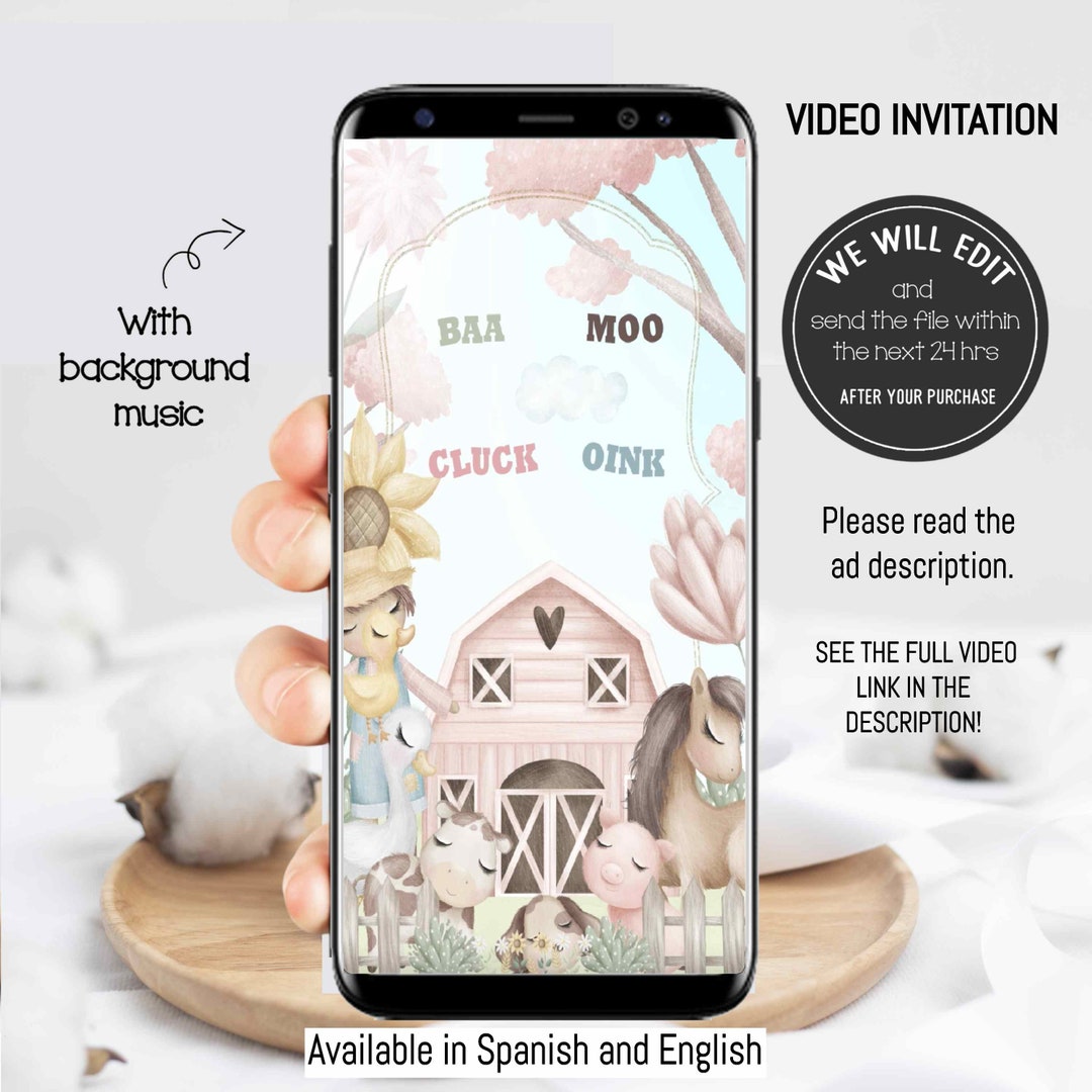 FARM Birthday Invitation, Farm Video Invitation, Barnyard Birthday ...