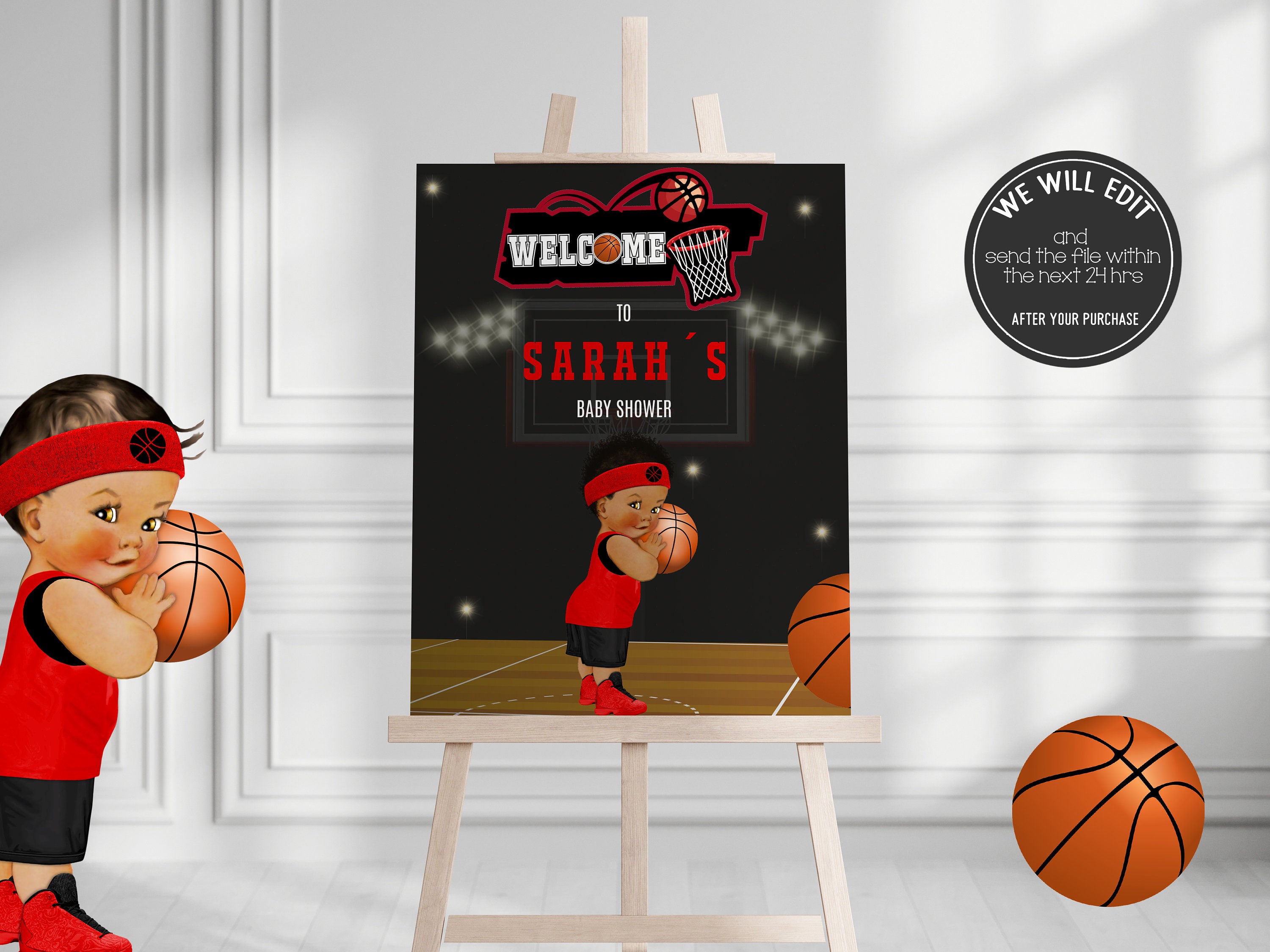 Basketball Welcome Sign, Baby Shower Welcome Sign, Basketball Baby ...