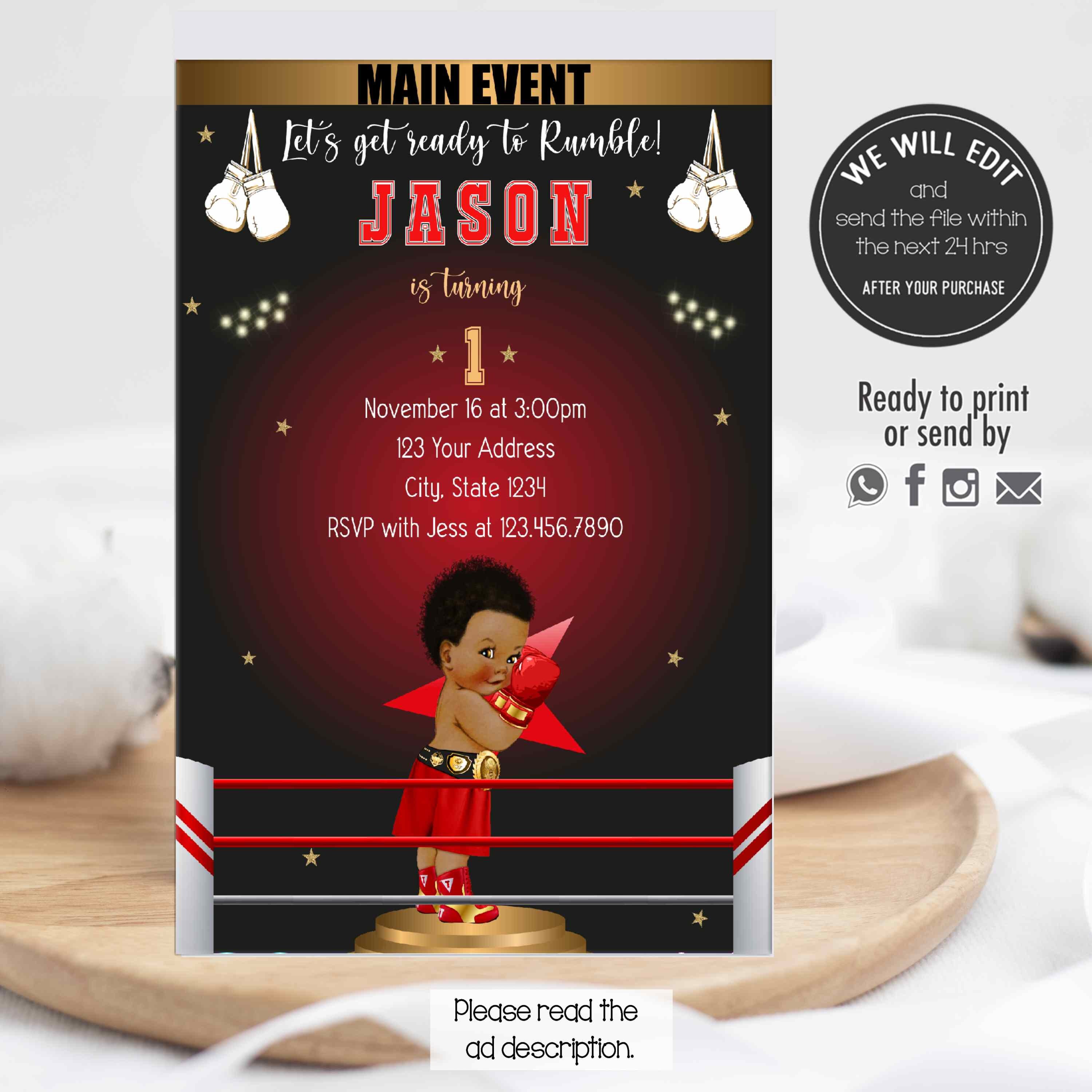 BOXING Birthday Invitation, Boxing Invitation, Box Invitation, Boxing ...
