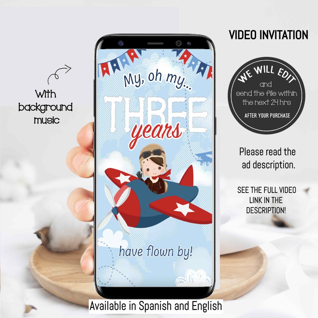 Airplane Birthday Invitation, Airplane Video Invitation, Airplane Party ...