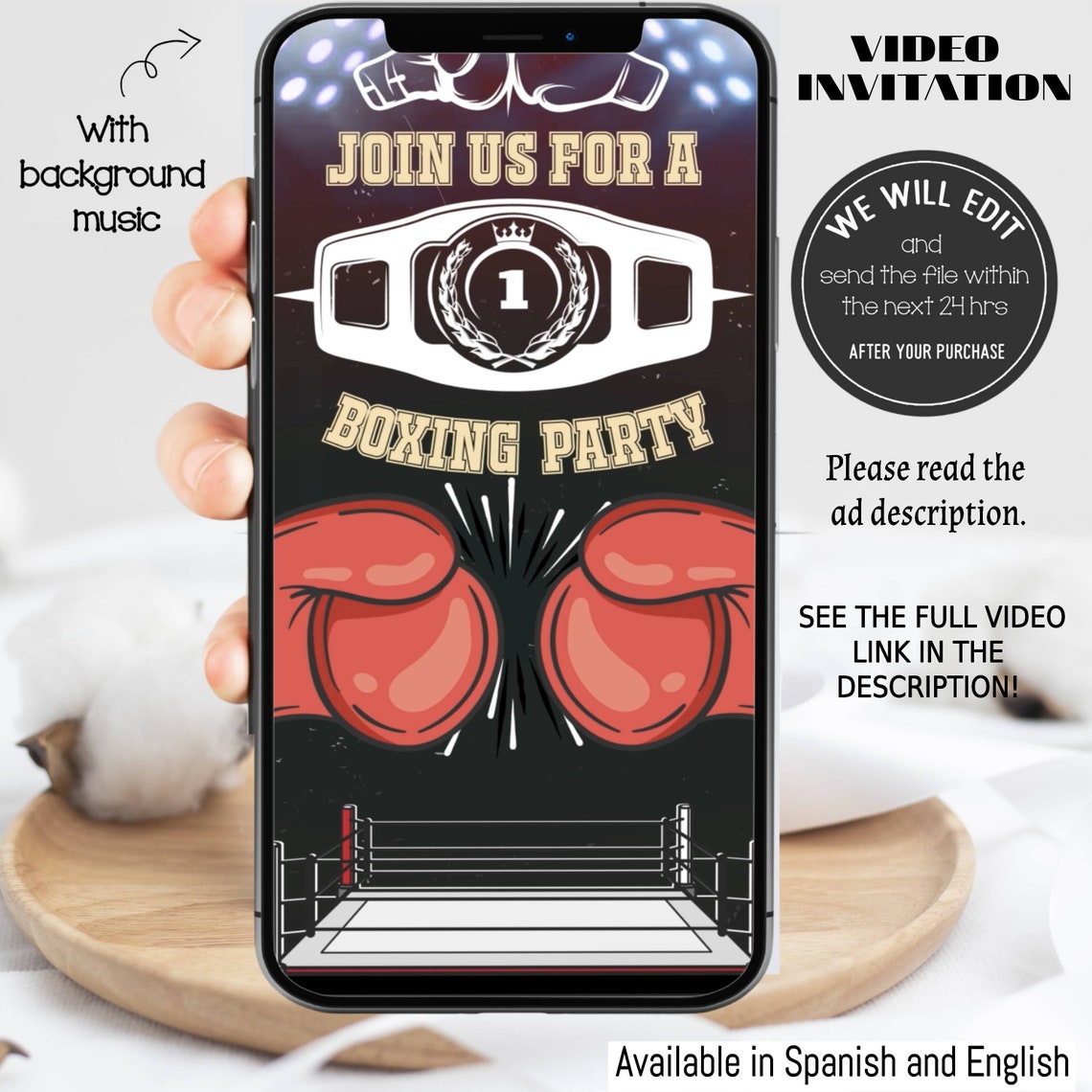 BOXING Birthday Invitation, Video Invitation, Boxing Invitation, Box ...