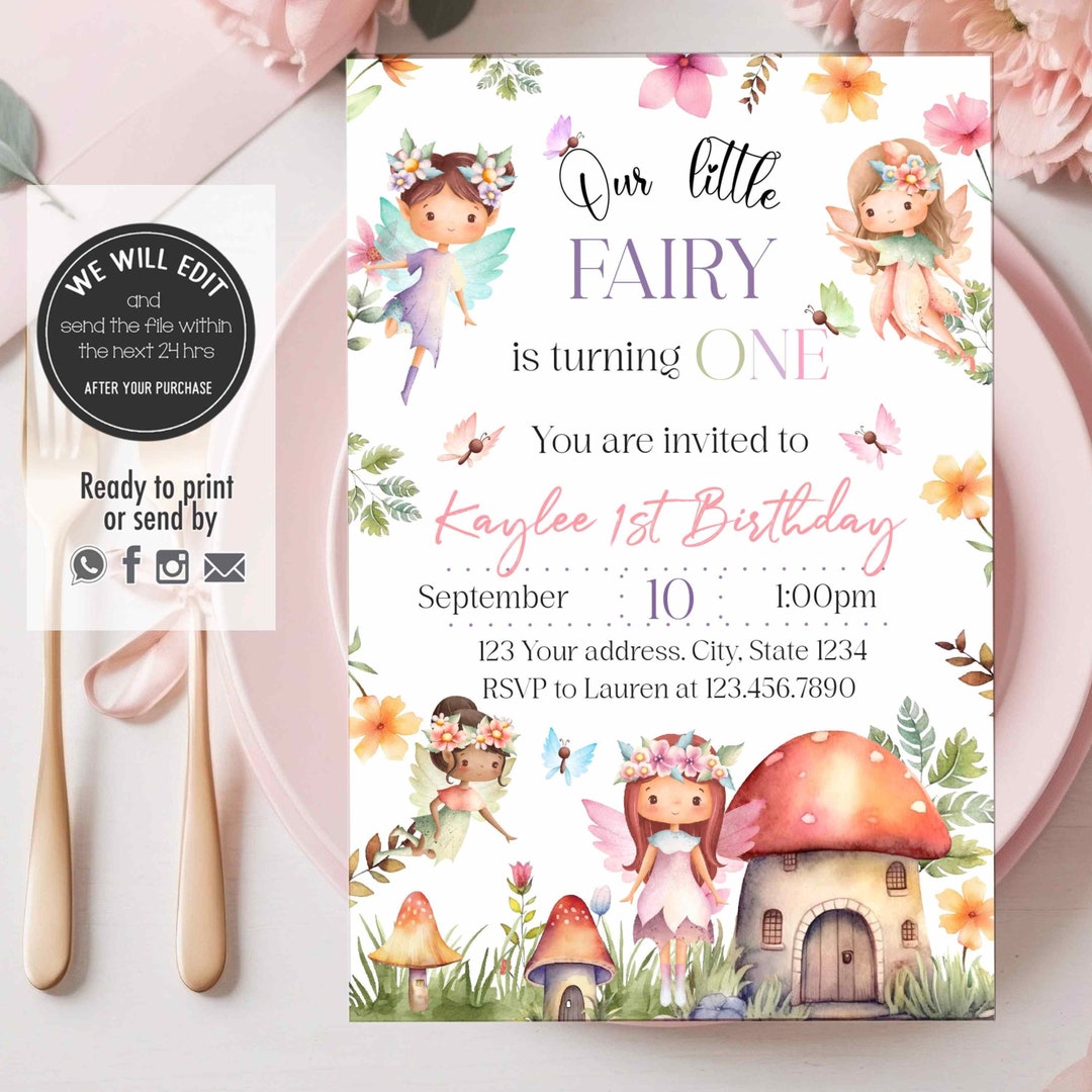 FAIRY Invitation, Floral Fairy Invitation, Enchanted Garden Invitation ...