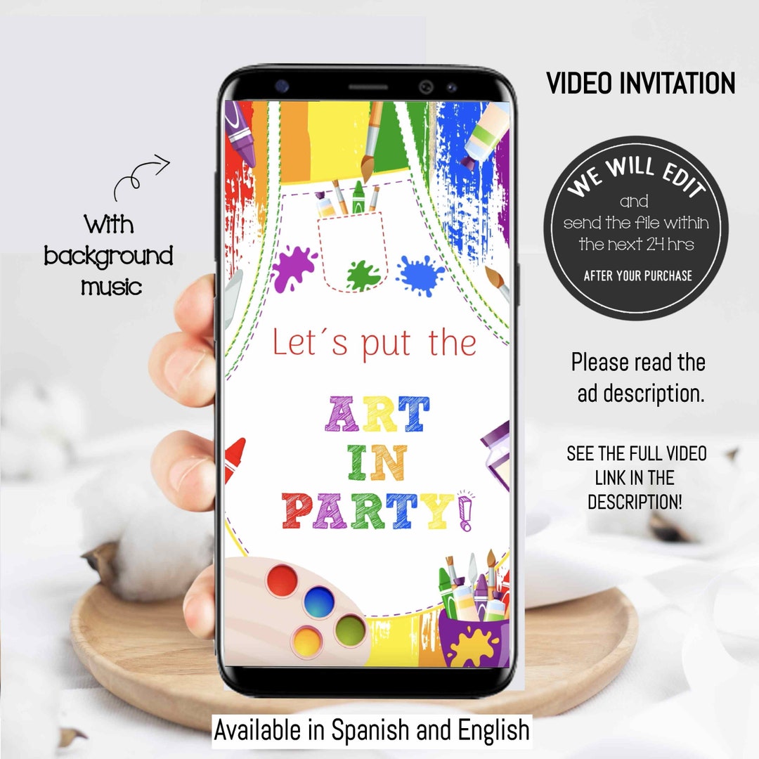 Art Party Birthday Video Invitation, Painting Birthday Party Invitation ...