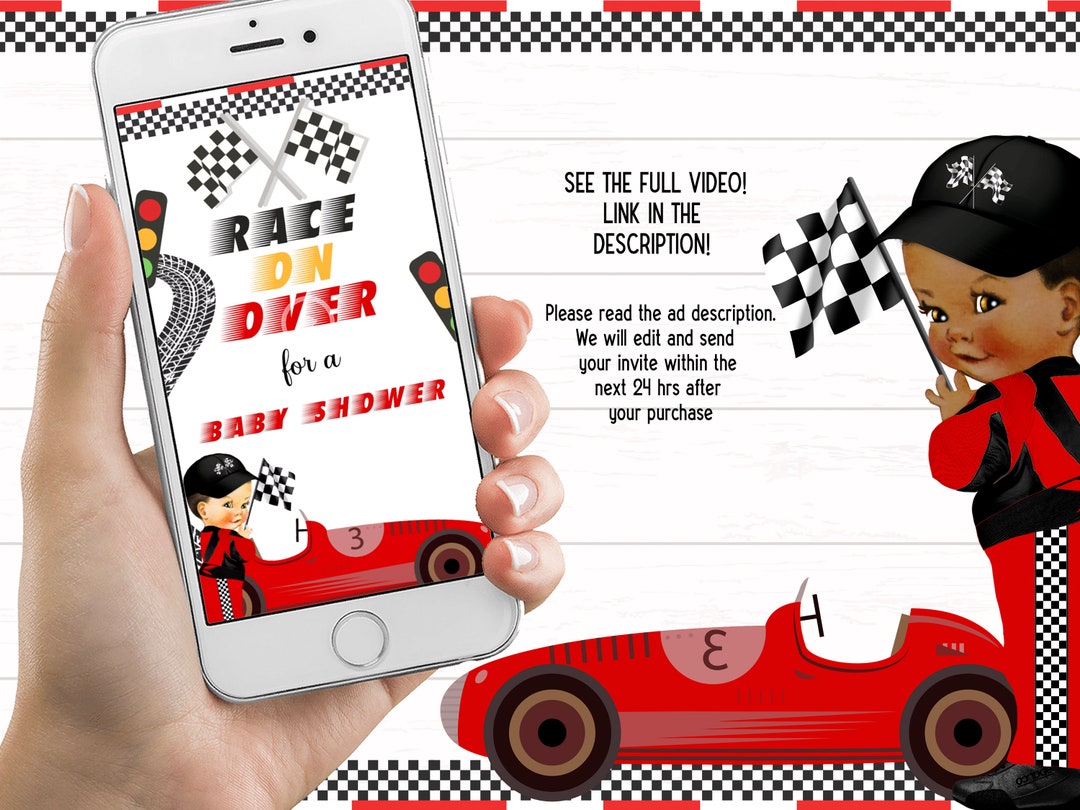 Race Car Baby Shower Video Invitation, Race Car Party, Race Car ...