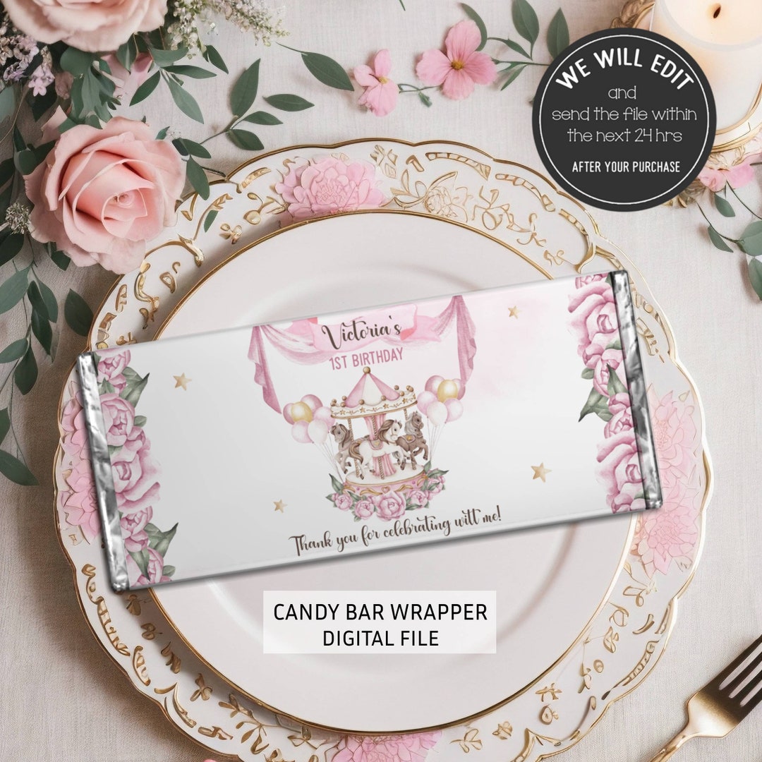 Carousel Candy Bar Wrappers, Chocolate Bar Wrapper, Carousel Birthday ...
