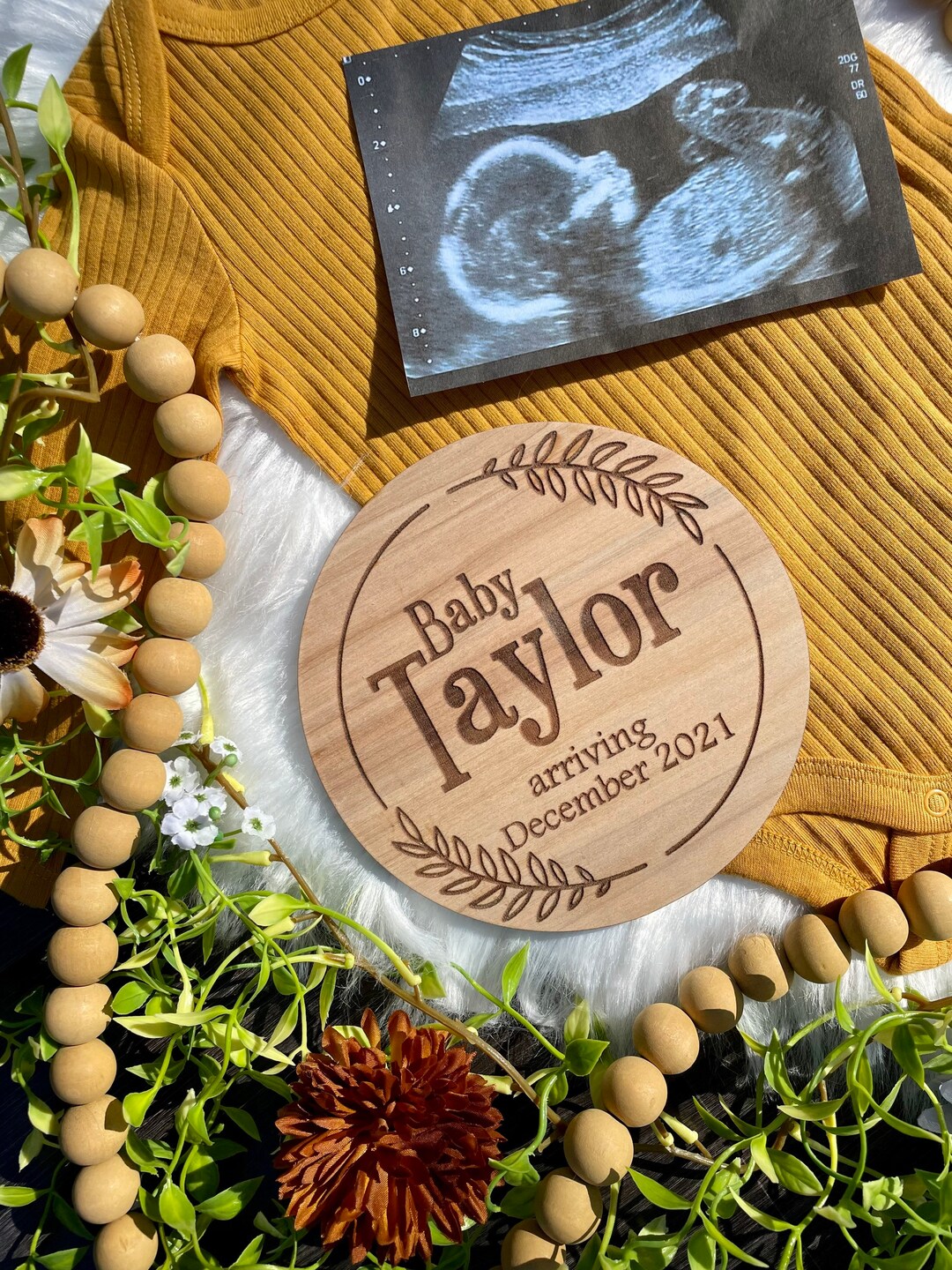 Gender Neutral Pregnancy Baby Announcement/ Personalized Wood Sign ...