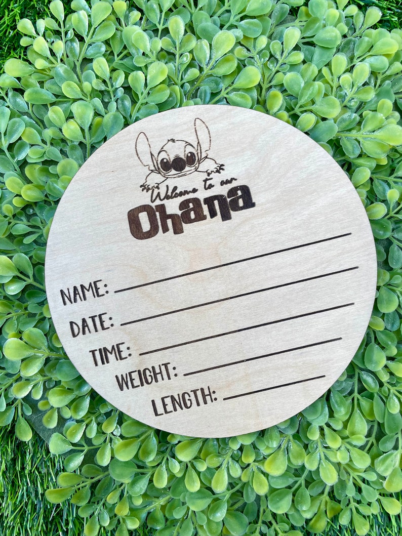 Stitch Theme Monthly Milestone Markers and Hospital Birth Announcement ...