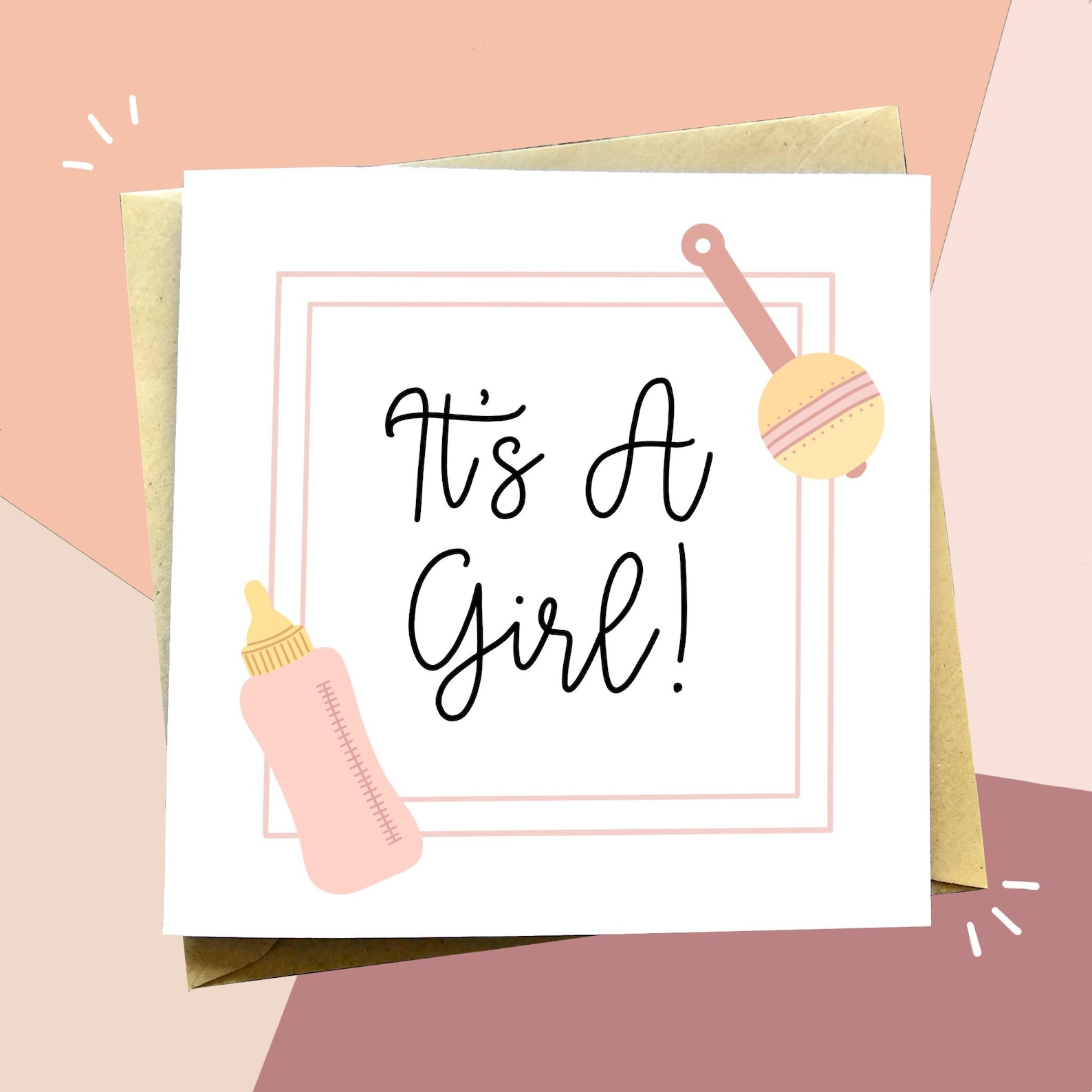Its A Girl Pregnancy Card Expecting New Born Recycled Etsy