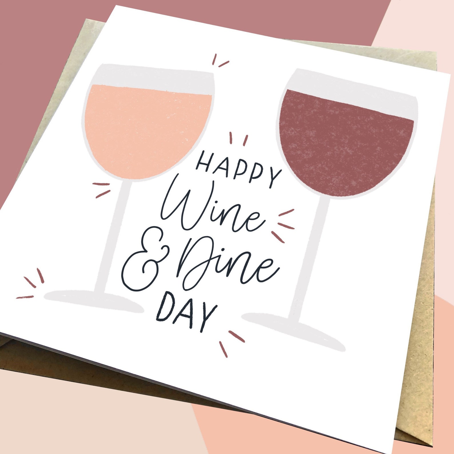 Happy Wine and Dine Day Birthday Greetings Card Red Rose - Etsy