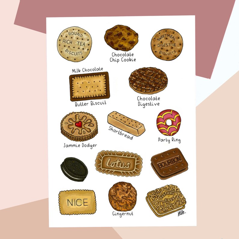 Hand Drawn Digital Biscuit Print | Etsy UK