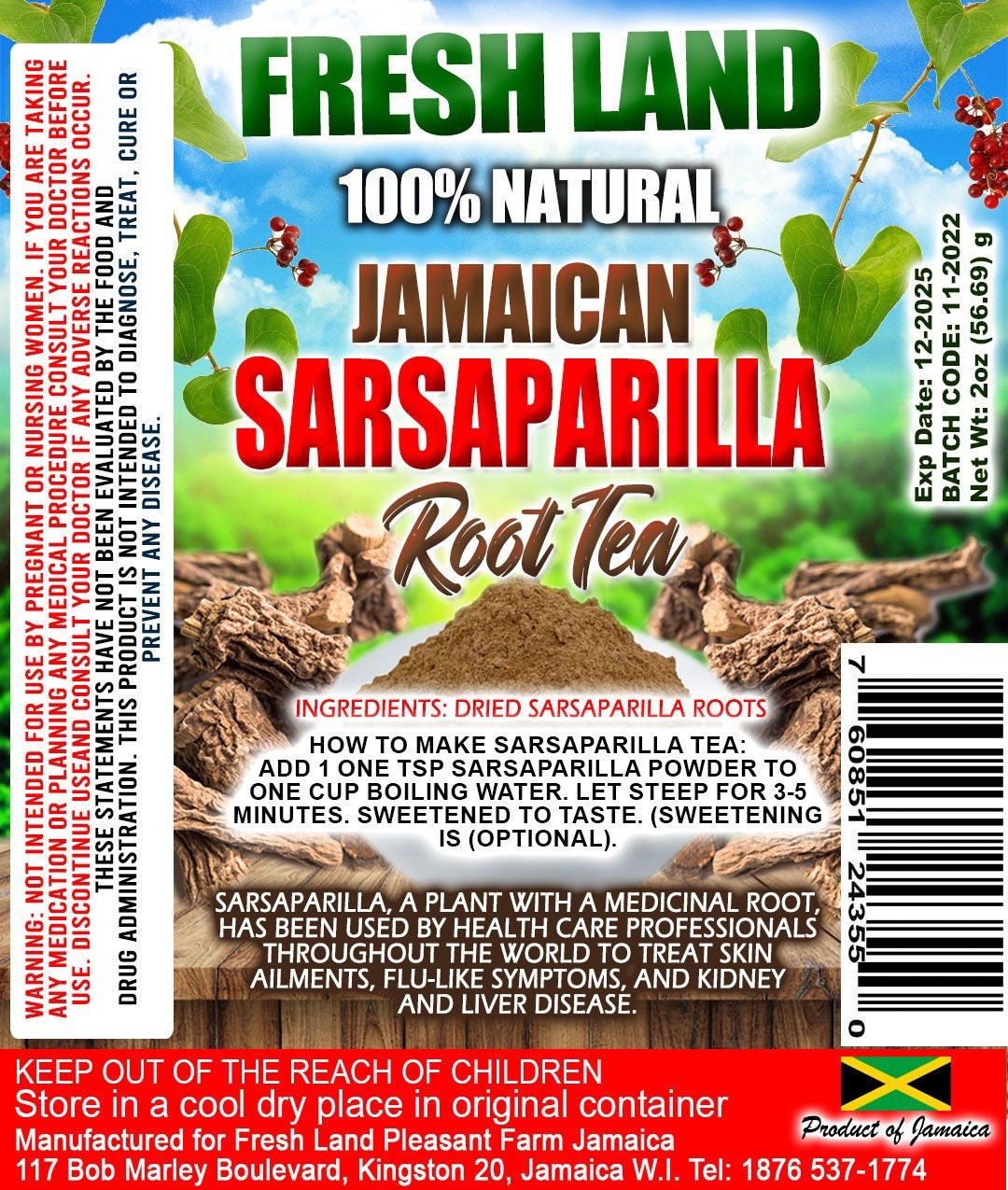 SARSAPARILLA ROOT Powder jamaicanorganic Tonic Beer Root - Etsy