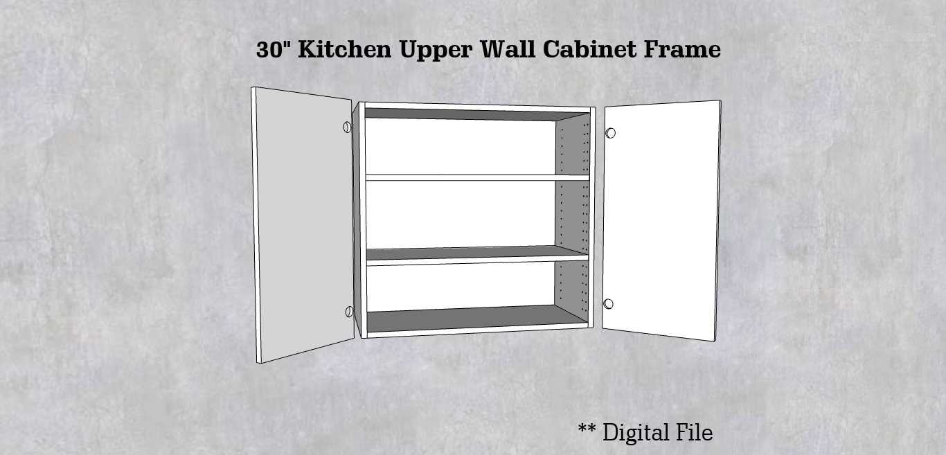 30" Inch Kitchen Upper Wall Cabinet Frame / Carcass | CNC File ...