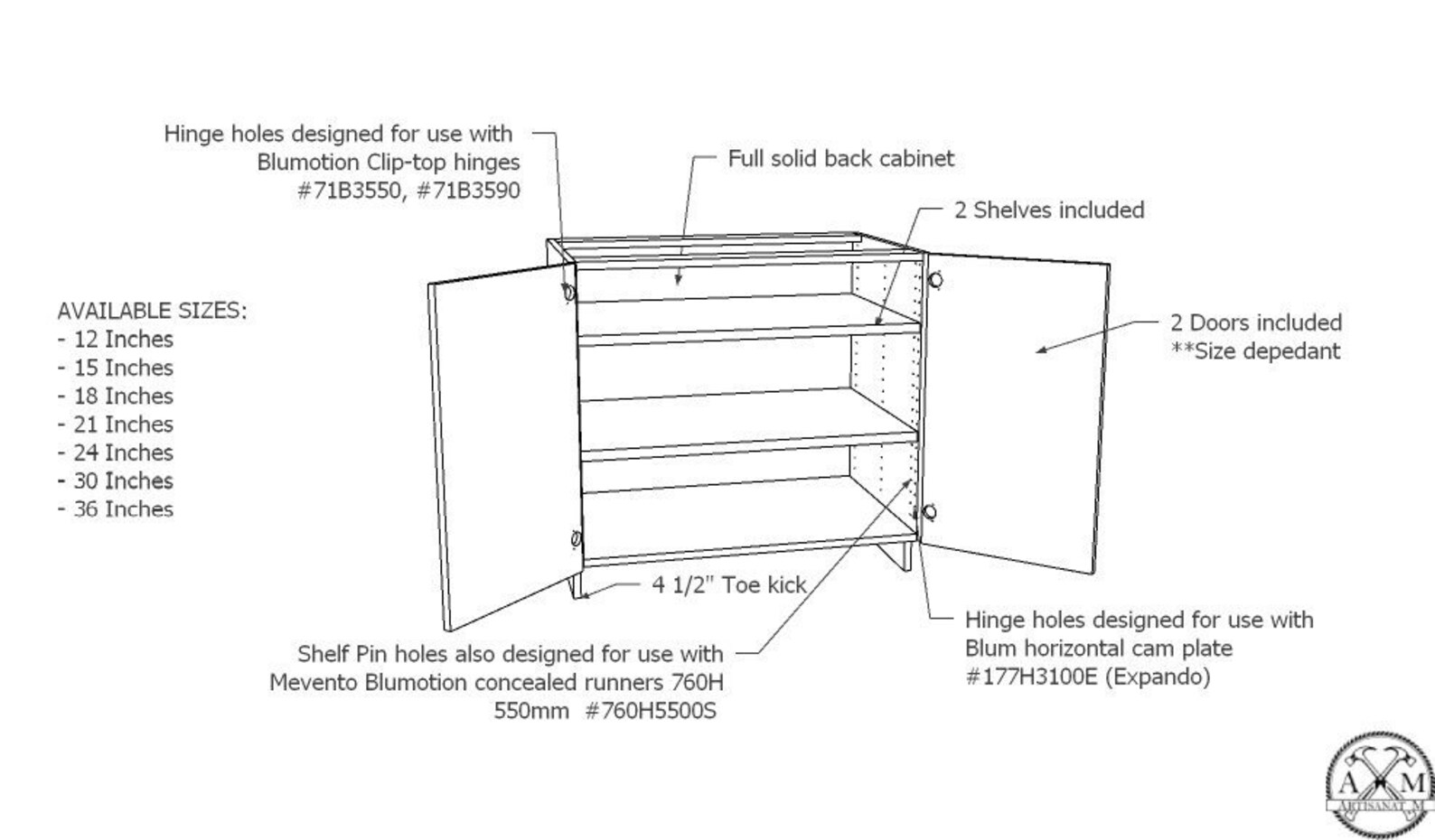 21" Inch Kitchen Lower Base Cabinet Frame, Carcass | CNC File ...