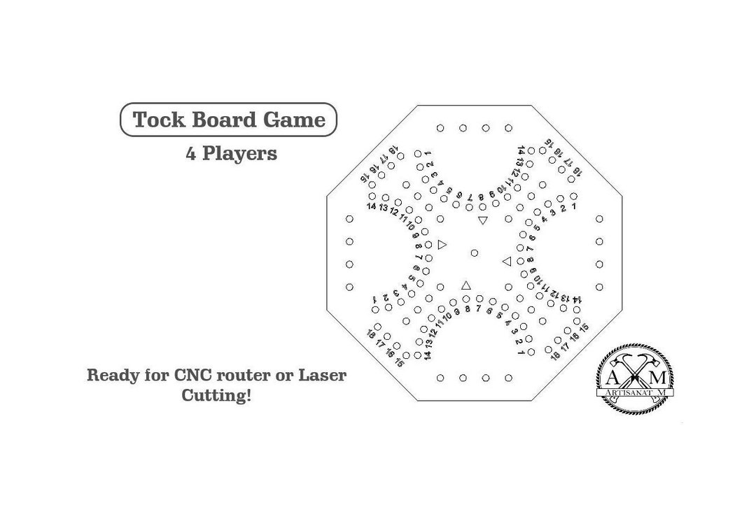 Aggravation Tock Board Game | 4 Players | Board Game Vector File | Full ...