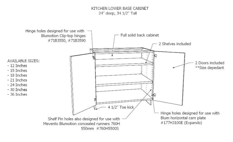 36 Inch Kitchen Lower Base Cabinet Frame Carcass CNC - Etsy