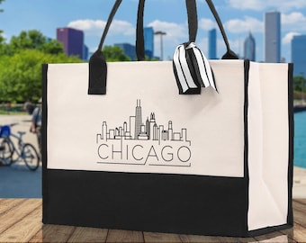 Chicago Canvas Tote Bag, Chicago Tote Gift, Chicago Gift, Chicago ...