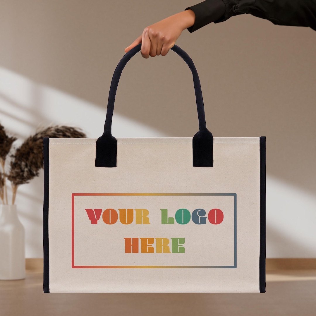 Custom Logo Cotton Canvas Tote Bag, Personalized Promotional Tote - Etsy