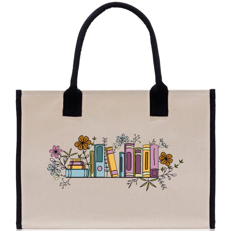 Floral Books Canvas Tote Bag, Graduation Gift (FB1004) - Etsy