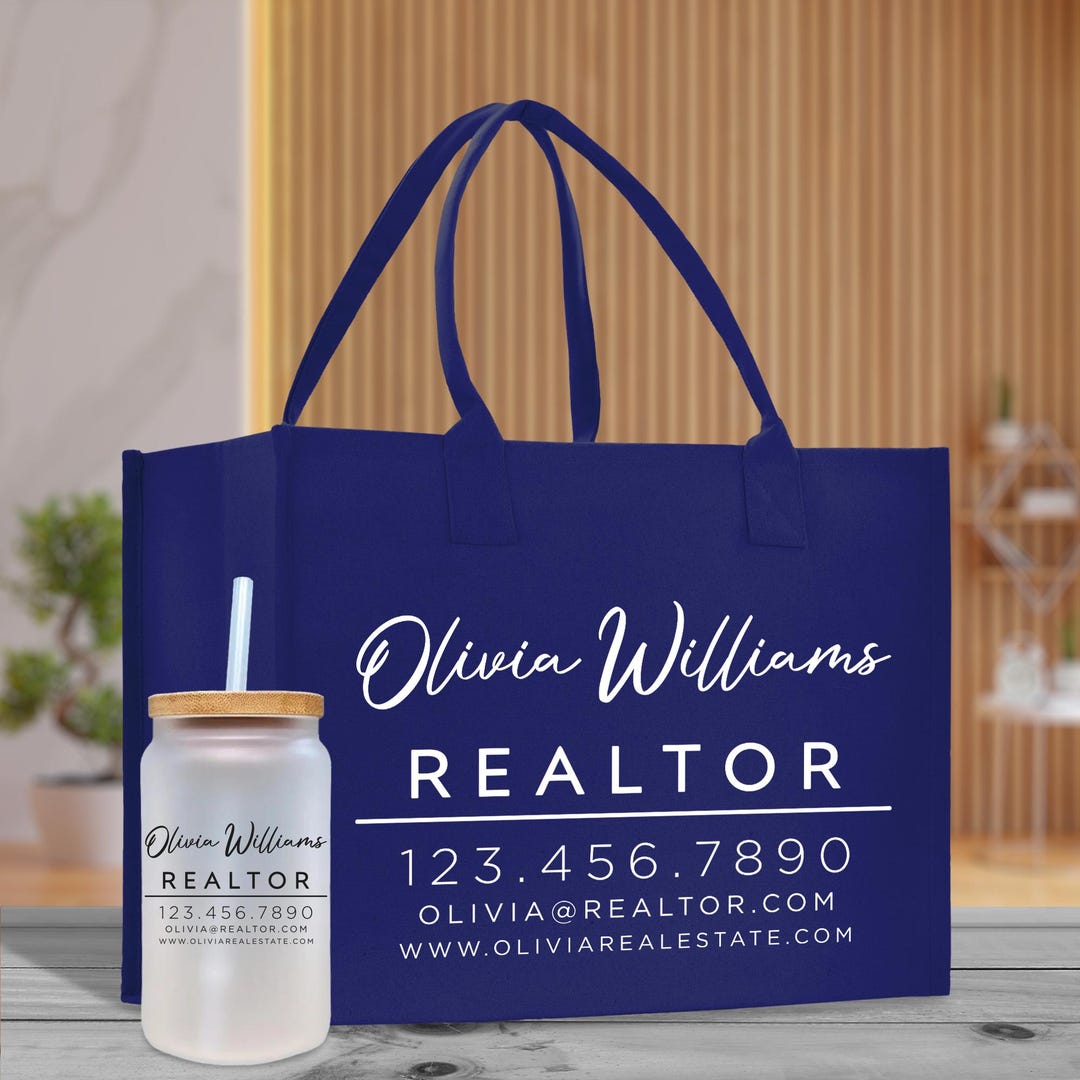 Realtor Tote Bag Personalized Business Tote Bag Custom Real Estate ...