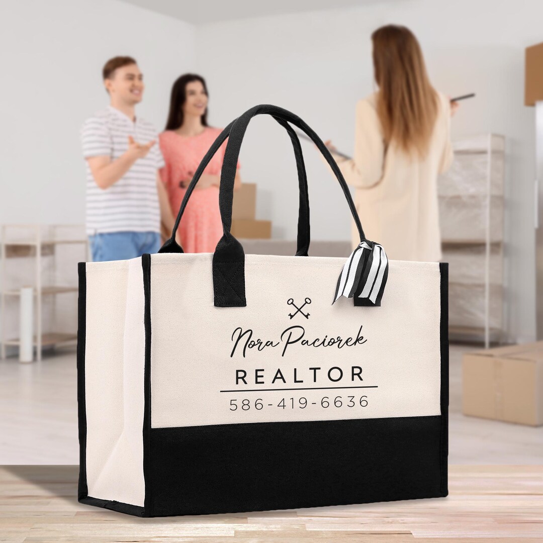 Personalized Realtor Tote Bag: Custom Business Logo, Eco-friendly ...