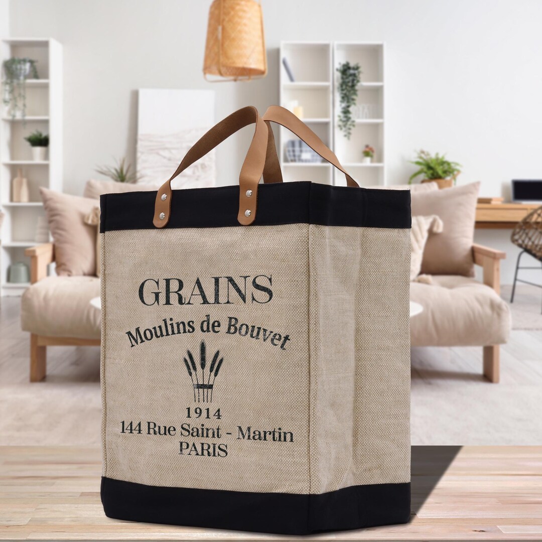 Grains Farm Fresh Market Jute Tote Bag Farmers Fruit Lover Burlap Bag ...