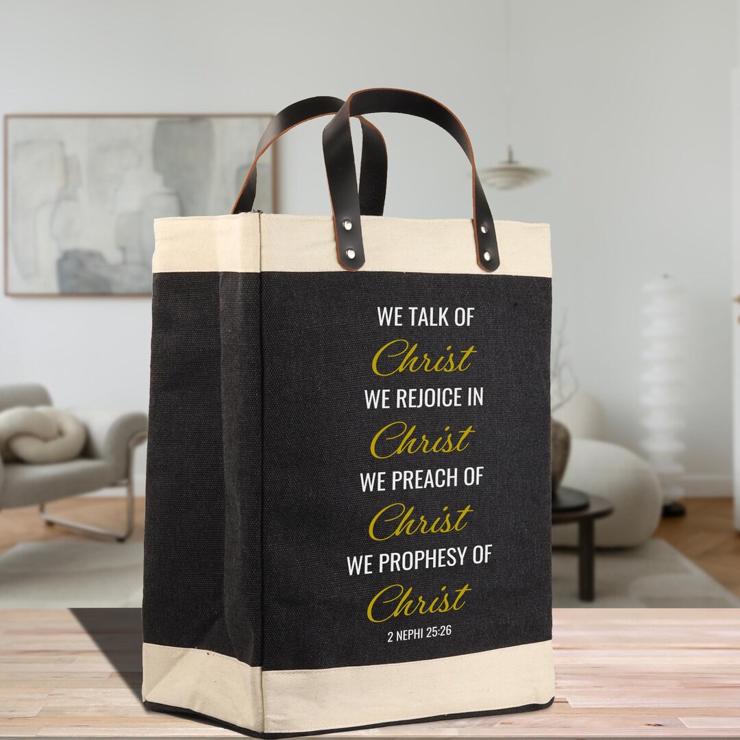 Scripture Tote Bag Cotton Canvas Custom Name LDS Study Bag (LSTB1013 ...