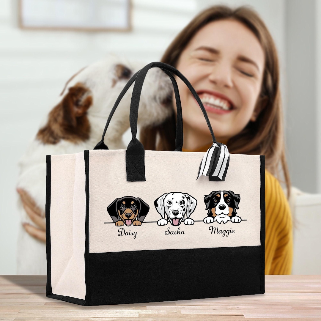 Personalized Dog Portrait Tote Bag, Custom Pet Memorial Gift (DTB1001 ...