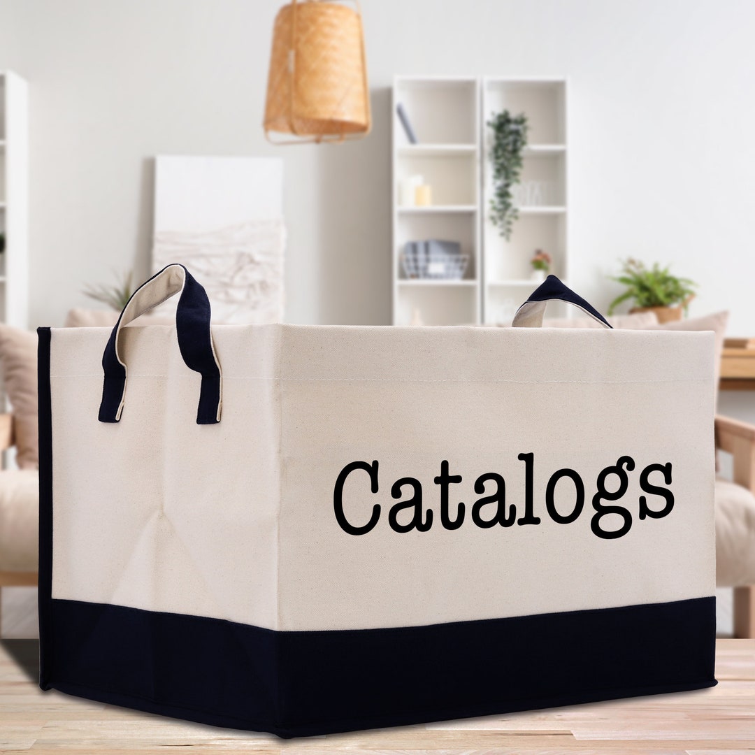 Catalogs Storage Canvas Tote Bag Catalogs Storage Organizer Basket ...