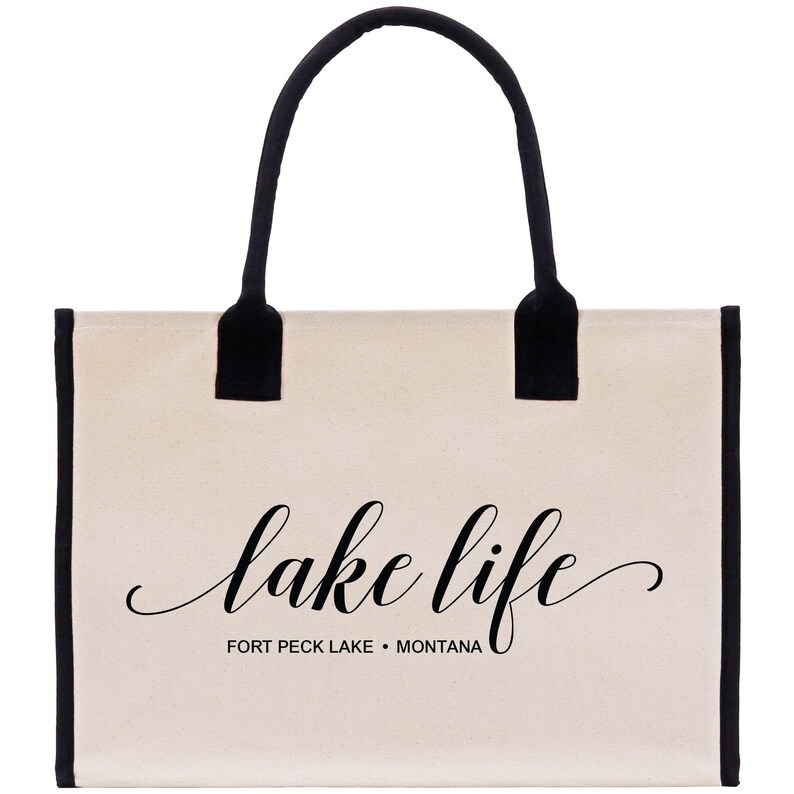 Lake Life Cotton Canvas Tote Bag, Chic Beach Weekender (LLT1026) - Etsy