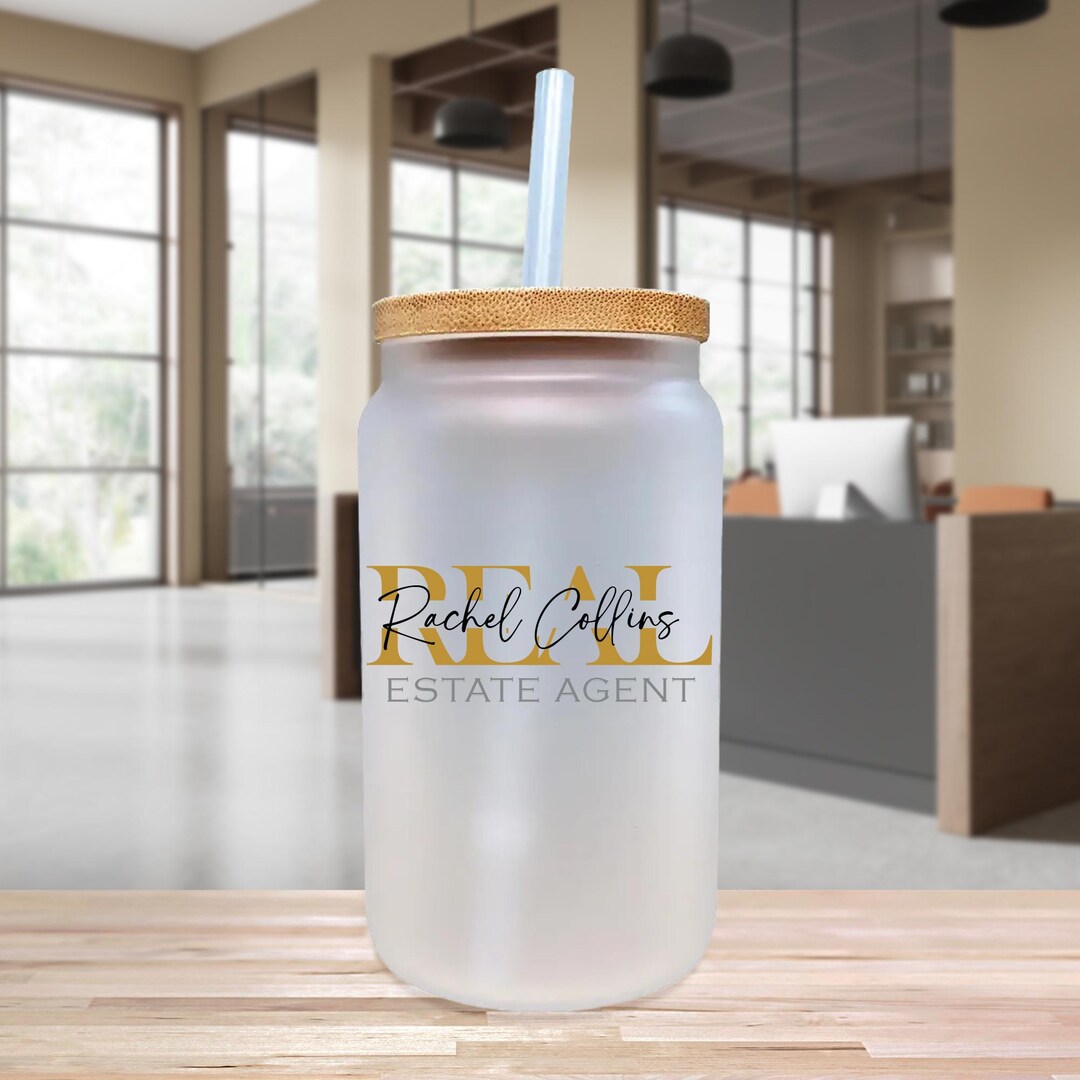 Personalized Real Estate Agent Iced Coffee Cup Custom Name Realtor Gift ...