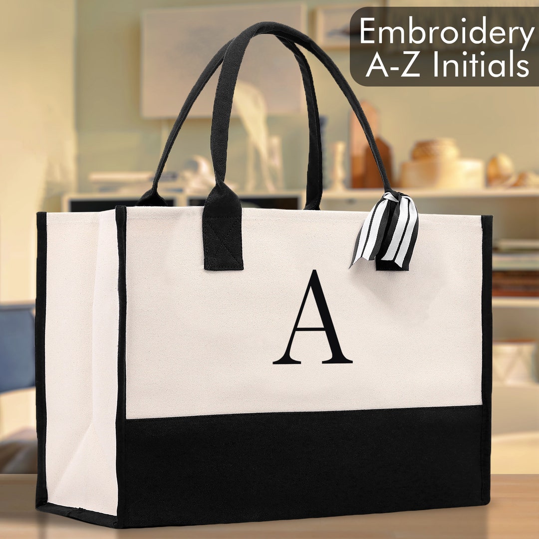 Monogram Embroidery Beach Tote Custom Initial Bag Bridesmaid Gift - Etsy