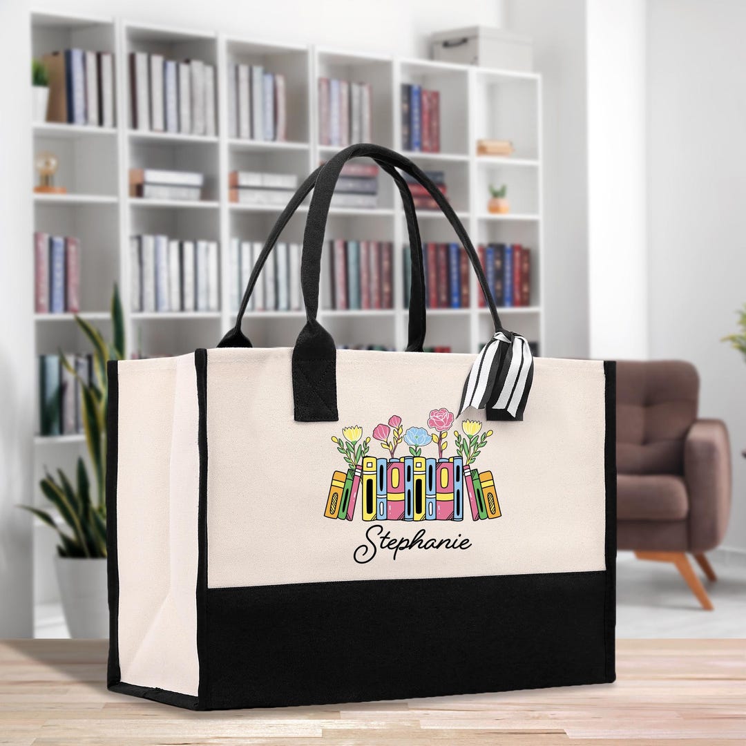 Personalized Book Lover Tote Bag, Library Gift - Etsy