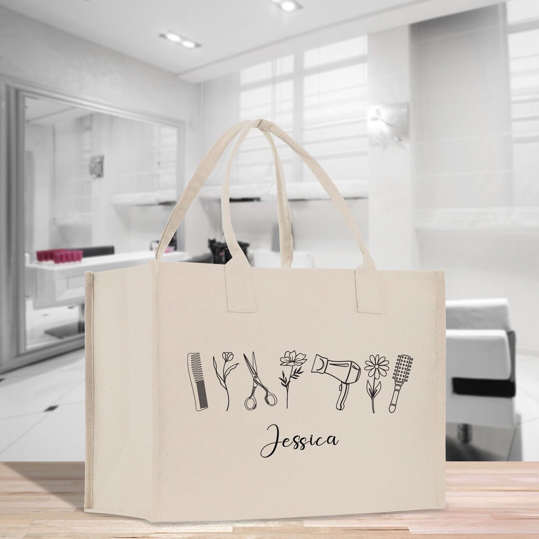 Personalized Hair Stylist Custom Cotton Canvas Tote Bag Hairdresser ...