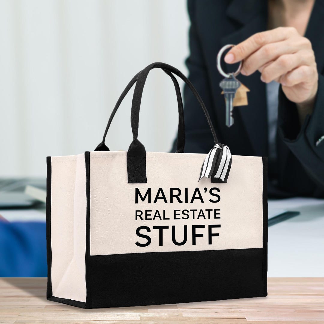 Personalized Name Real Estate Stuff Tote Bag Business Custom Real ...