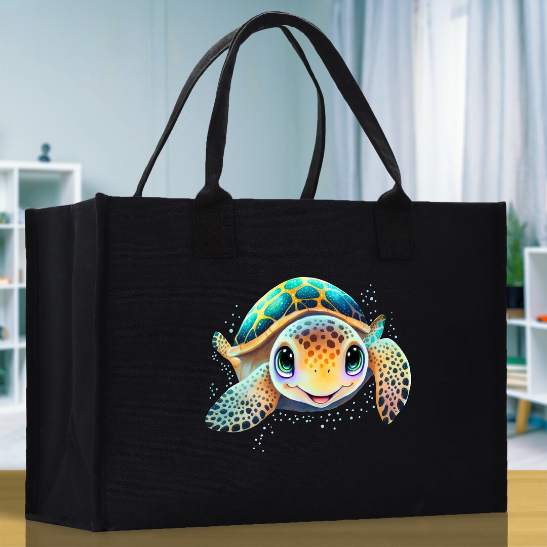 Sea Turtle Canvas Tote Bag Ocean Tote Bag Turtle Lover Tote Bag Animal ...
