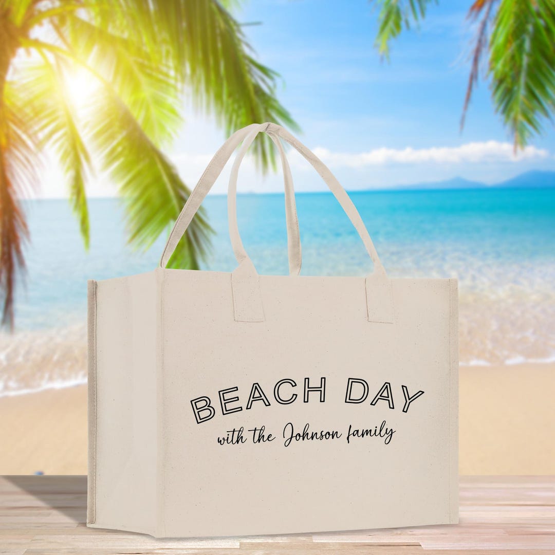 Personalized Family Name Beach Life Large Cotton Tote Bag Oversized ...