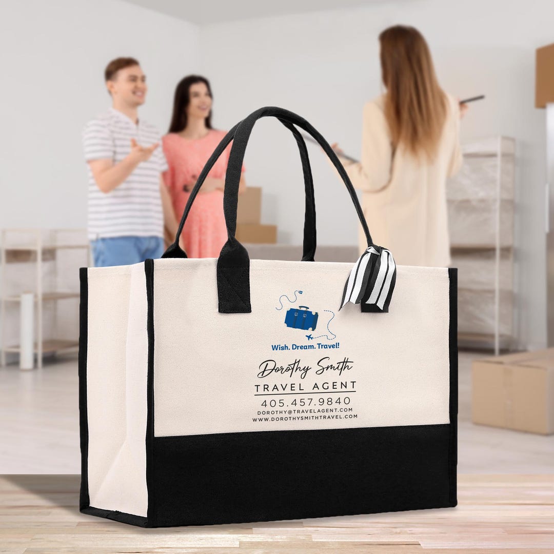 Personalized Travel Agent Cotton Canvas Tote Bag Custom Travel Agency ...