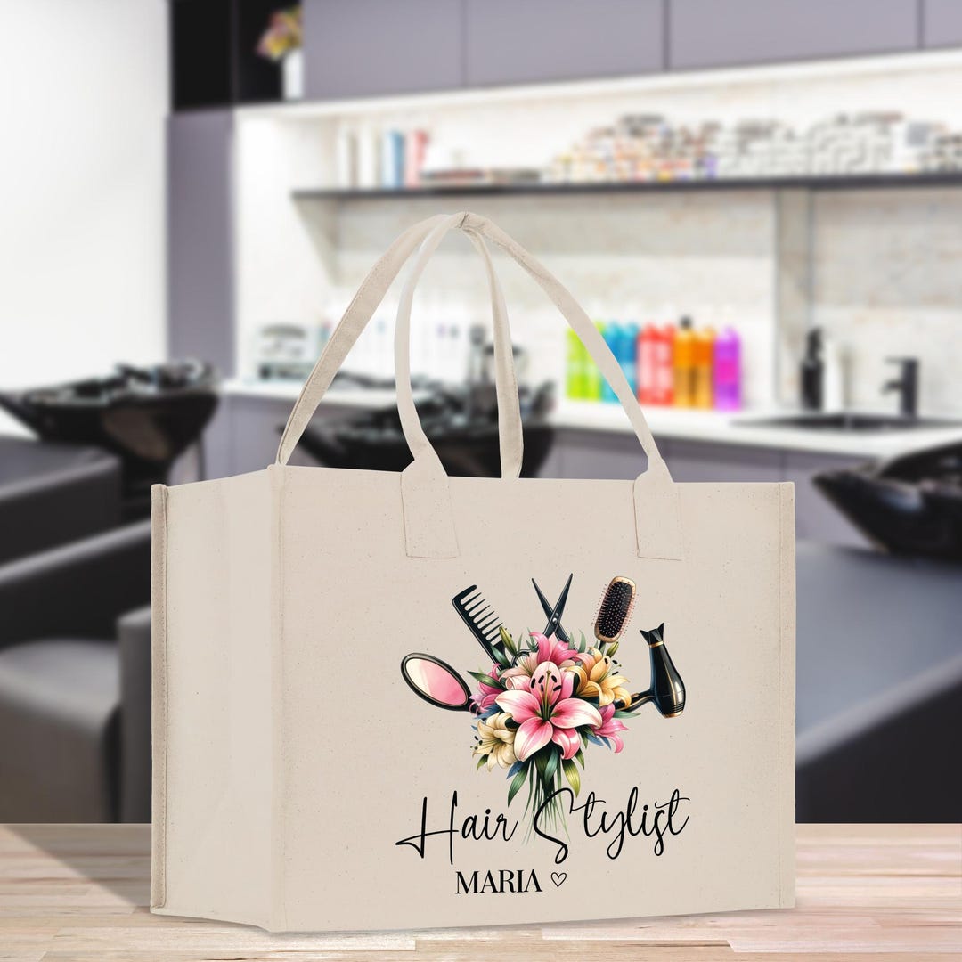 Personalized Hair Stylist Custom Cotton Canvas Tote Bag Hairdresser ...