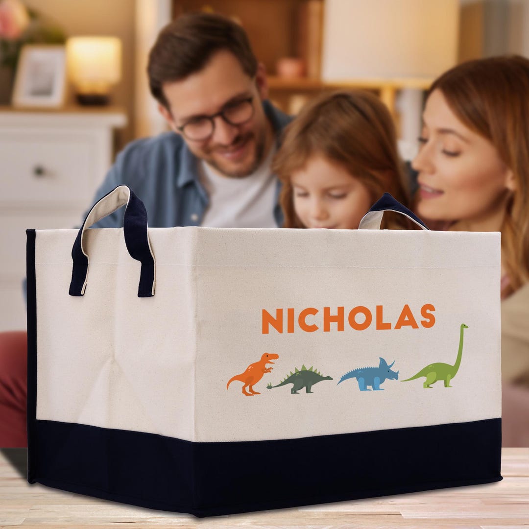 Personalized Kids Toy Storage Bin: Custom Name Canvas Pouch (SC1005) - Etsy