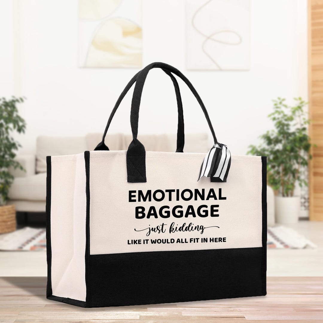 Emotional Baggage Cotton Canvas Tote Bag Funny Therapy Gift Canvas ...