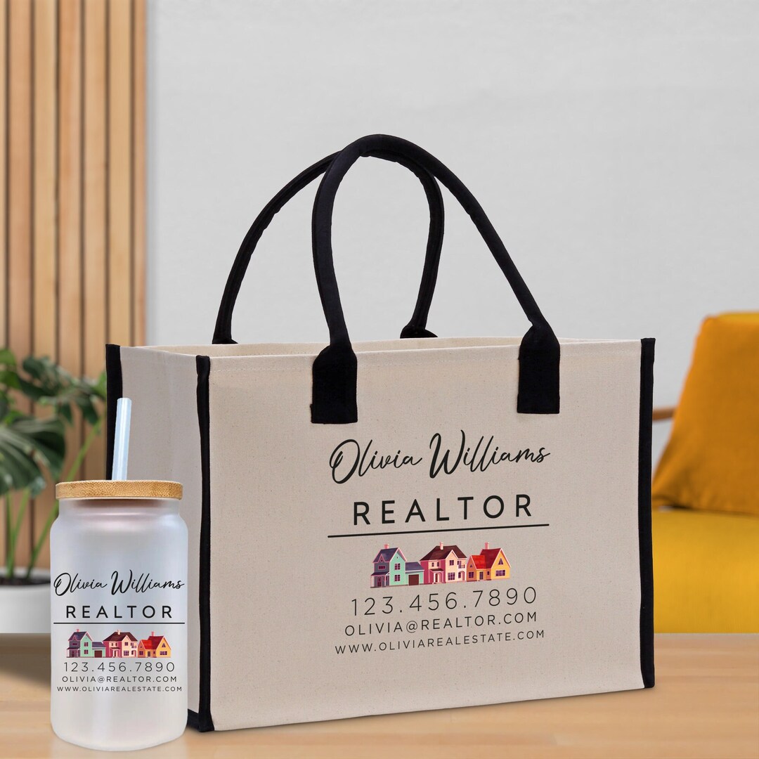 Realtor Tote Bag Personalized Business Tote Bag Custom Real Estate ...