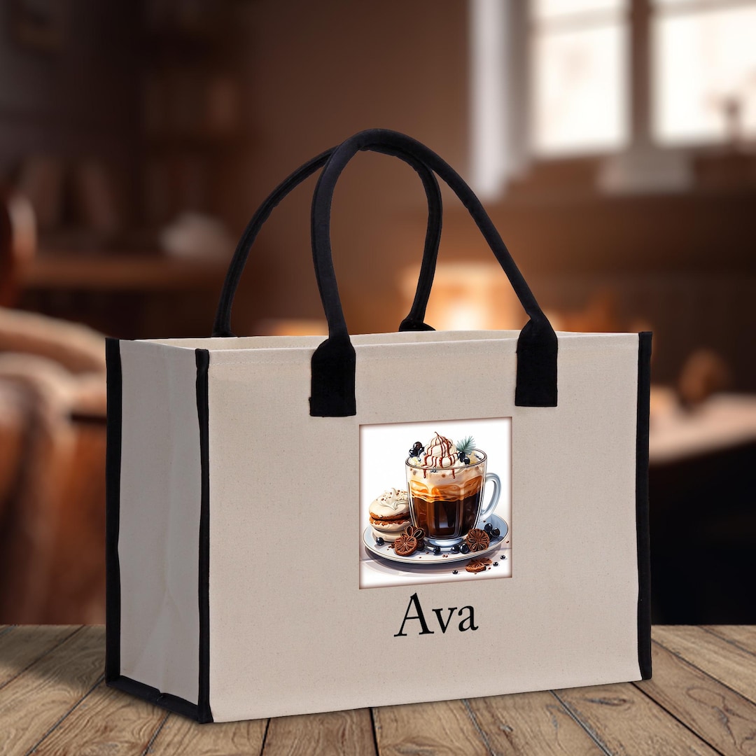 Custom Hot Cocoa & Cookies Tote Bag - Personalized Canvas Carryall ...